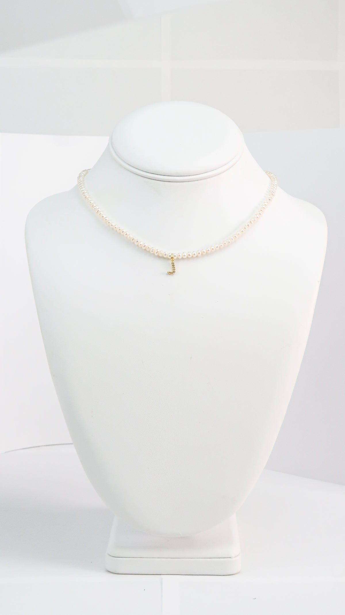 J Necklace with Cubic Zirconia | Jacqui's Pearls | Jacqui's Pearls